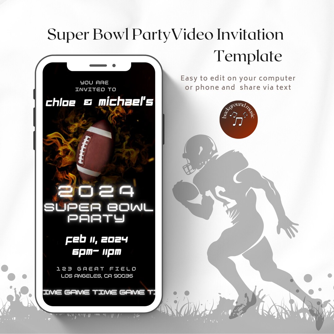 Super Bowl Party Video Invitation, Football Touchdown Party Invite ...