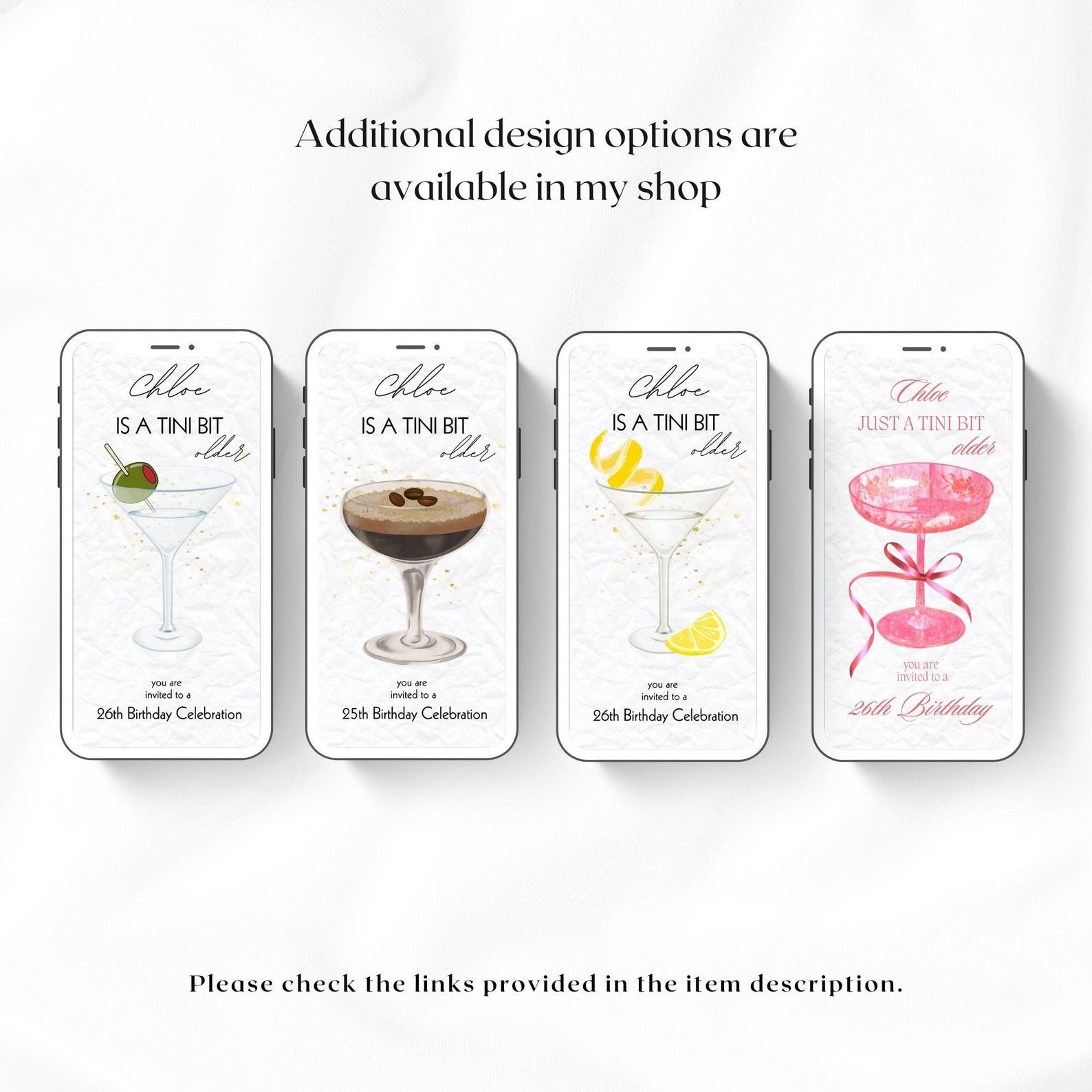 A Tini Bit Older Birthday Invitation | Lemon Drop Martini Digital Video ...