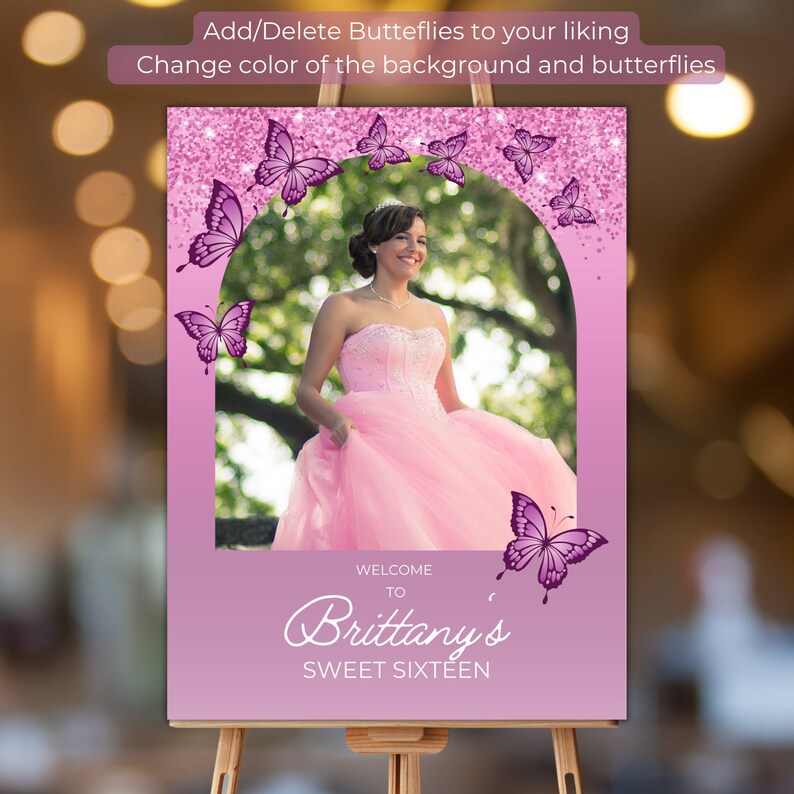 16th Birthday Welcome Sign Butterfly Sweet Sixteen Sign - Etsy