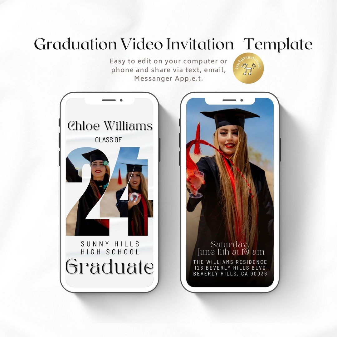Graduation Video Invitation, Minimalist Animated Grad Announcement ...