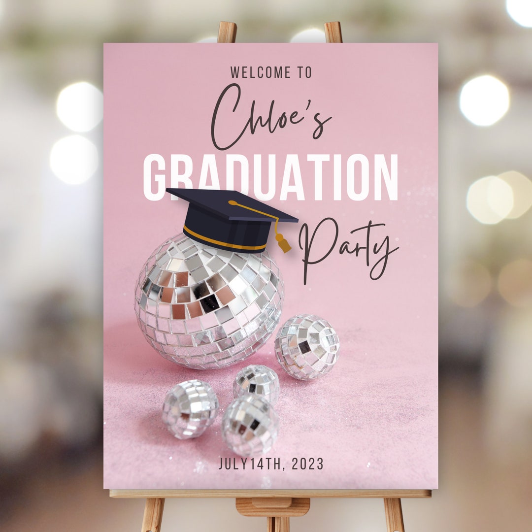 Graduation Party Welcome Sign, Grad Disco Party Poster, Printable ...