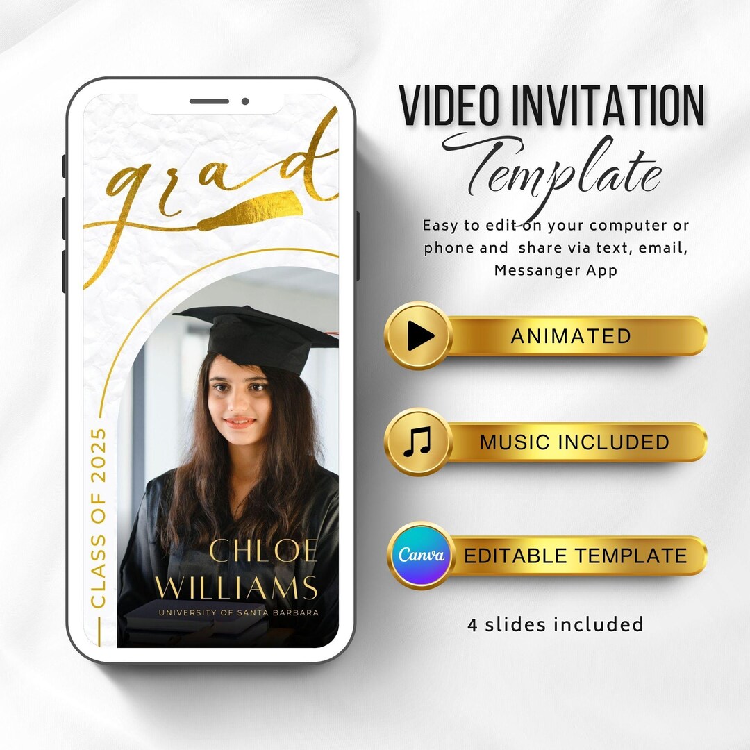 Graduation Video Invitation, Animated Grad Announcement, Graduation ...