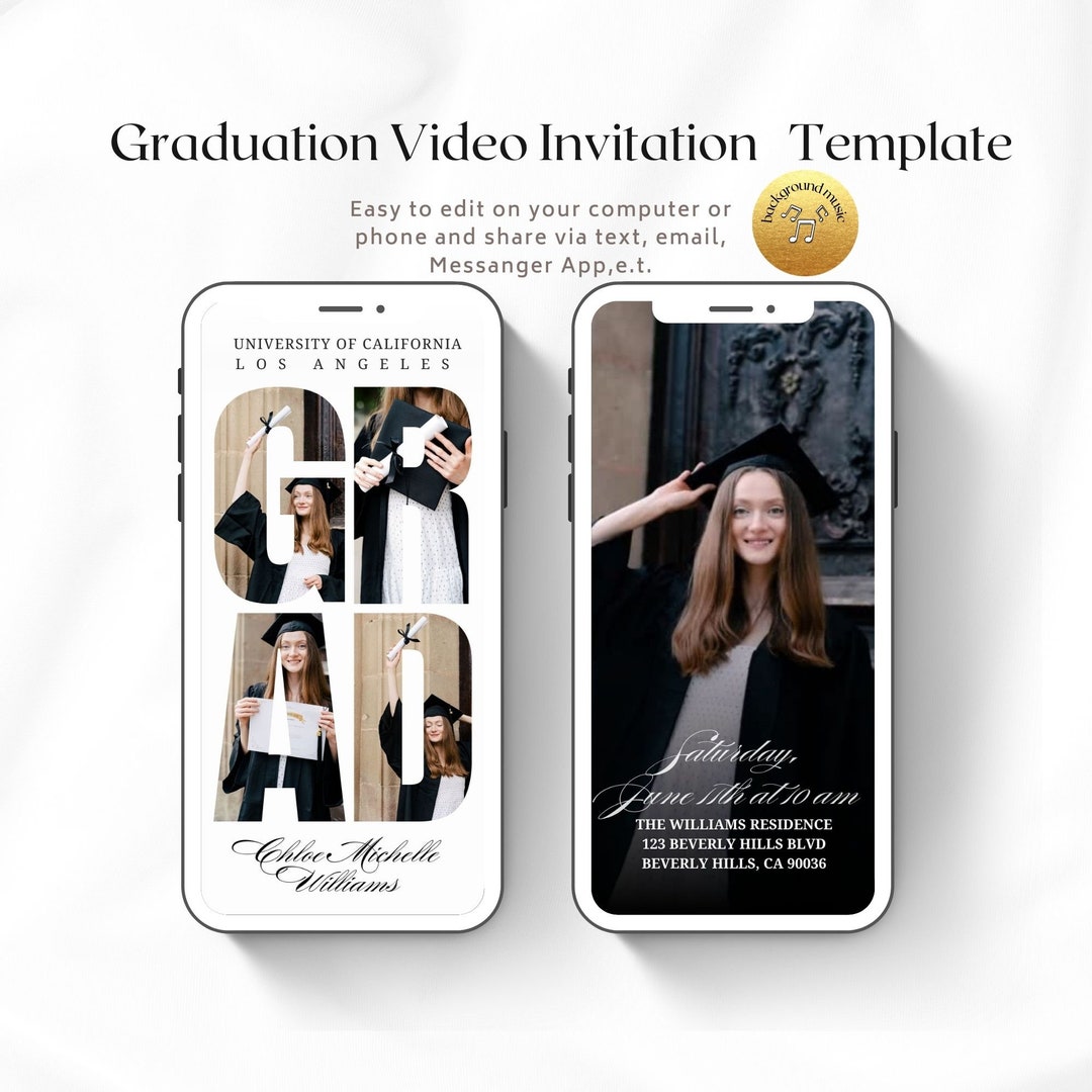 Graduation Video Invitation, Animated Grad Announcement, Elegant ...