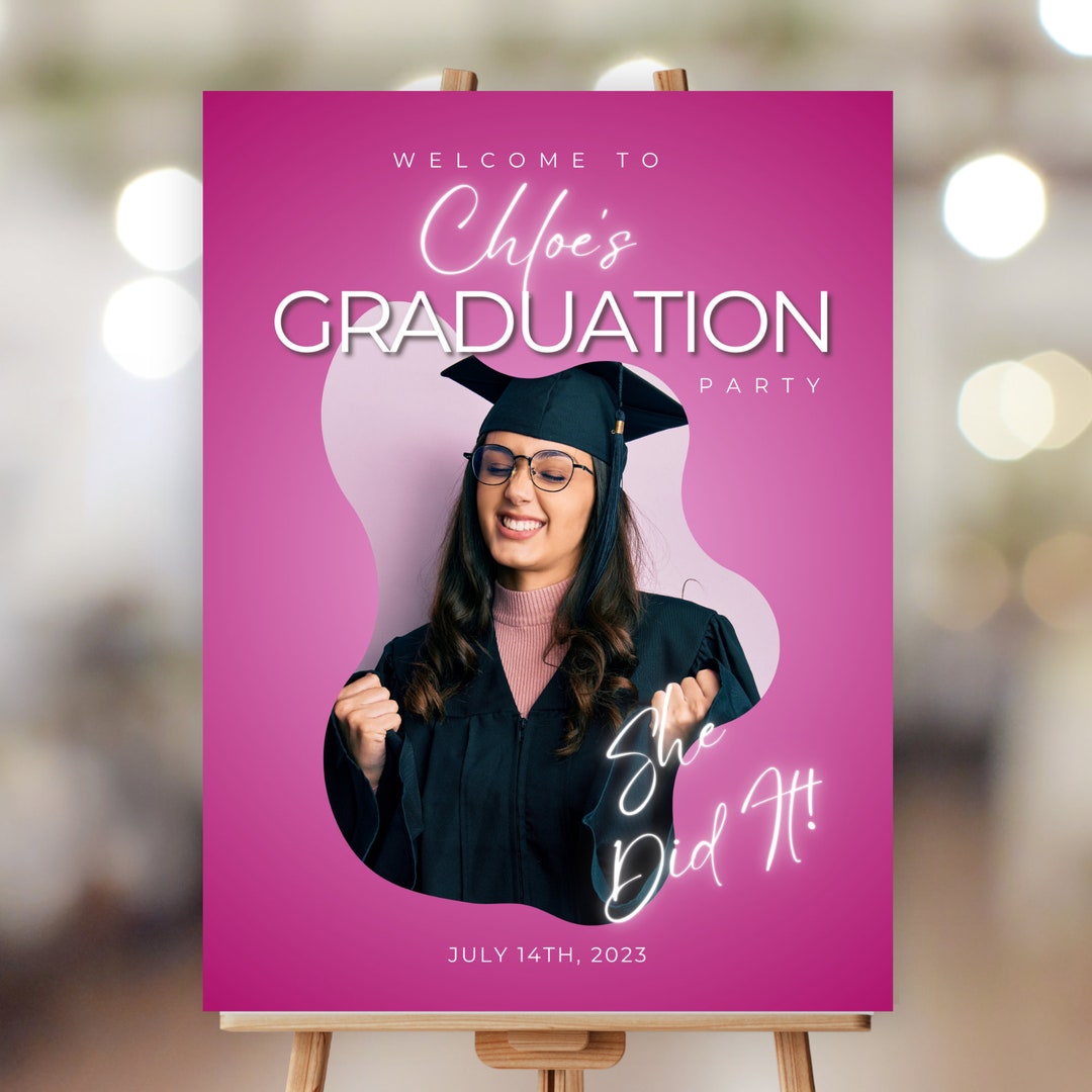 Graduation Party Welcome Sign, Grad Photo Poster, Printable Graduation ...