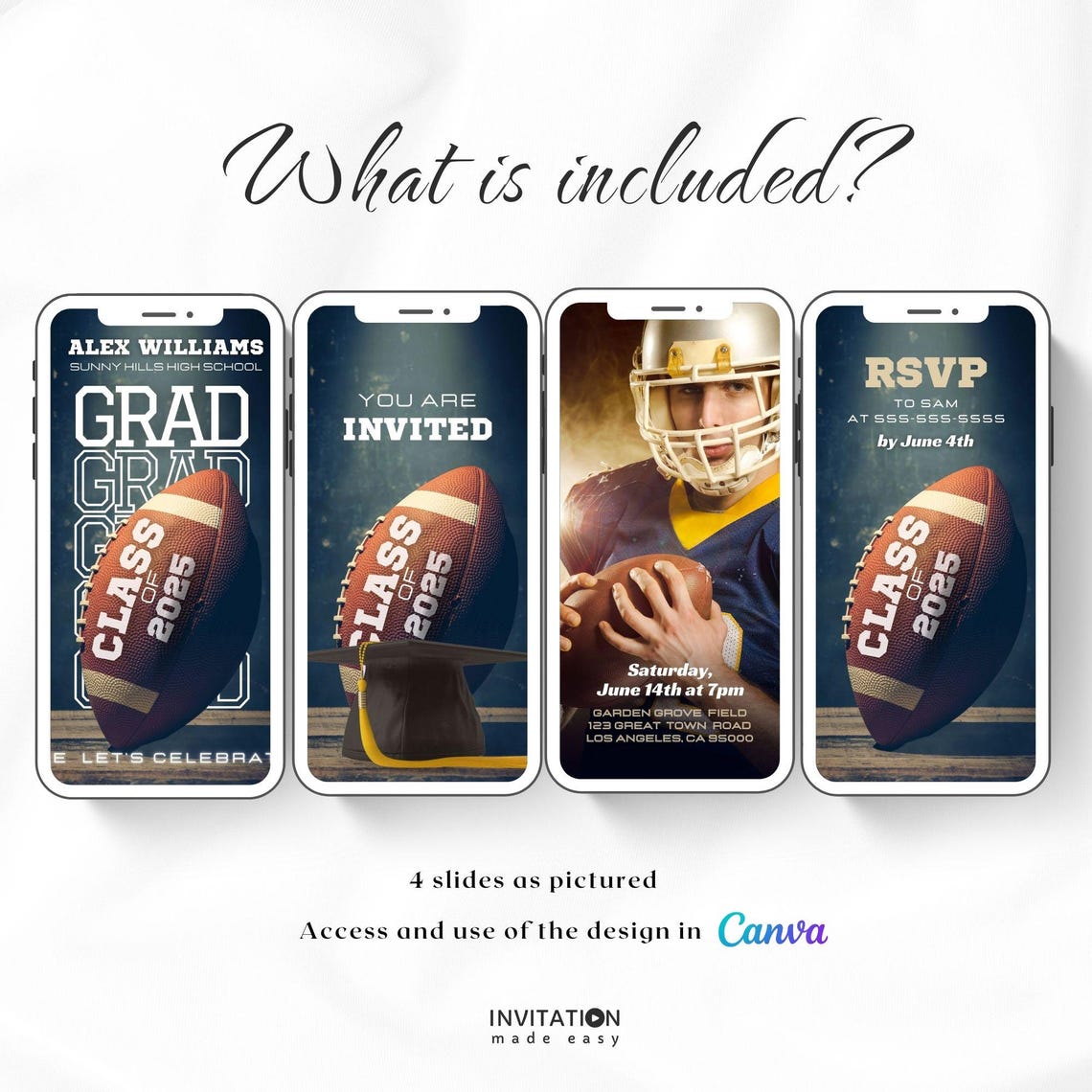 Graduation Video Invitation, Animated Grad Announcement, Football ...