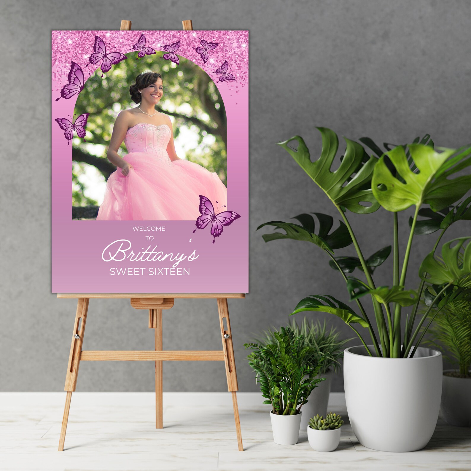 16th Birthday Welcome Sign Butterfly Sweet Sixteen Sign - Etsy