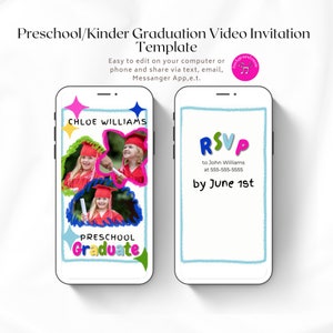 Preschool, Kindergarten Graduation Video Invitation, Animated Grad ...