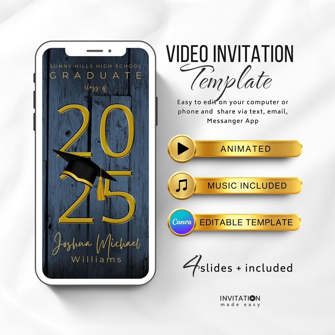 Graduation Party Video Invitation, Animated Grad Announcement ...