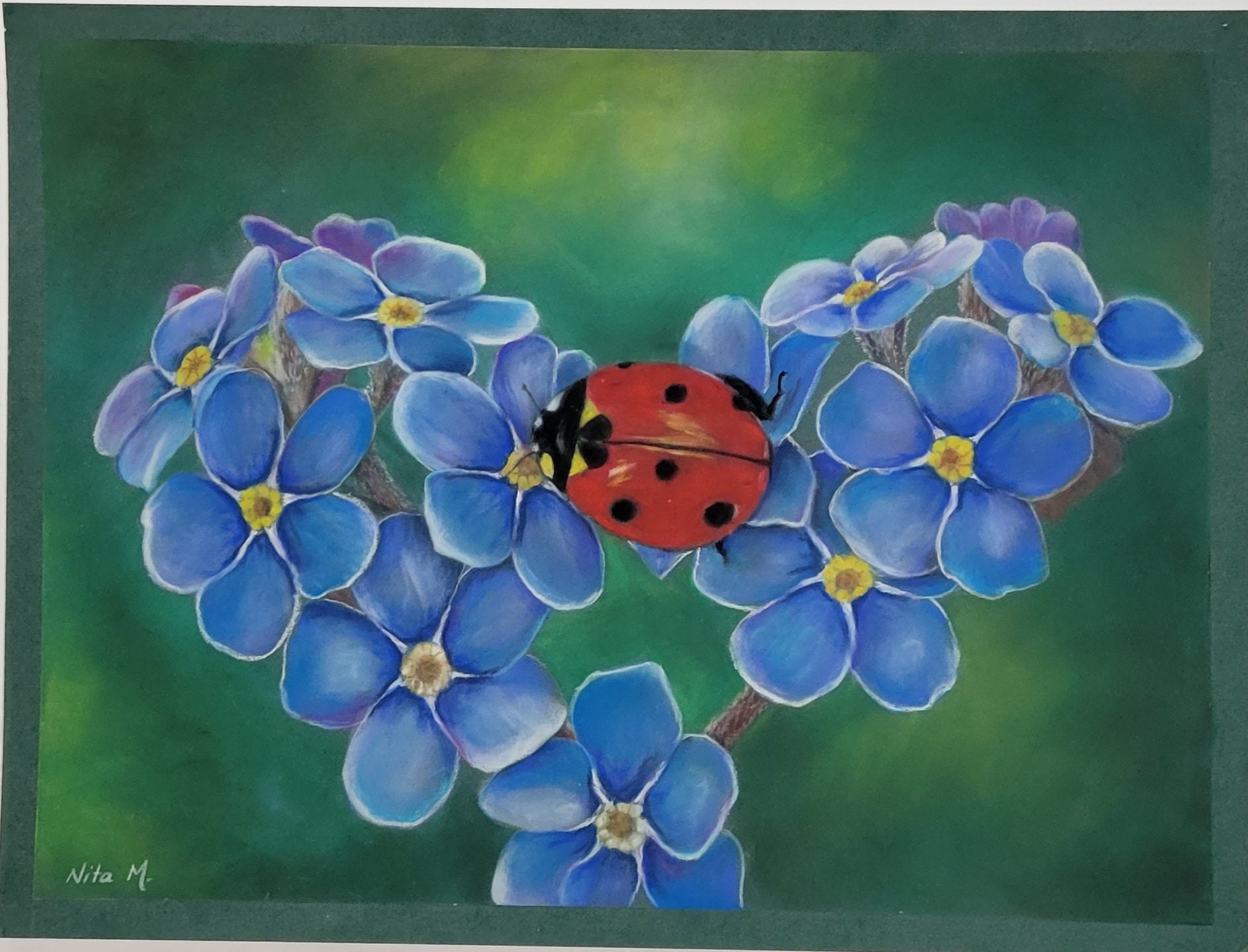 Original Ladybug on Flowers Pastel Drawing - Etsy