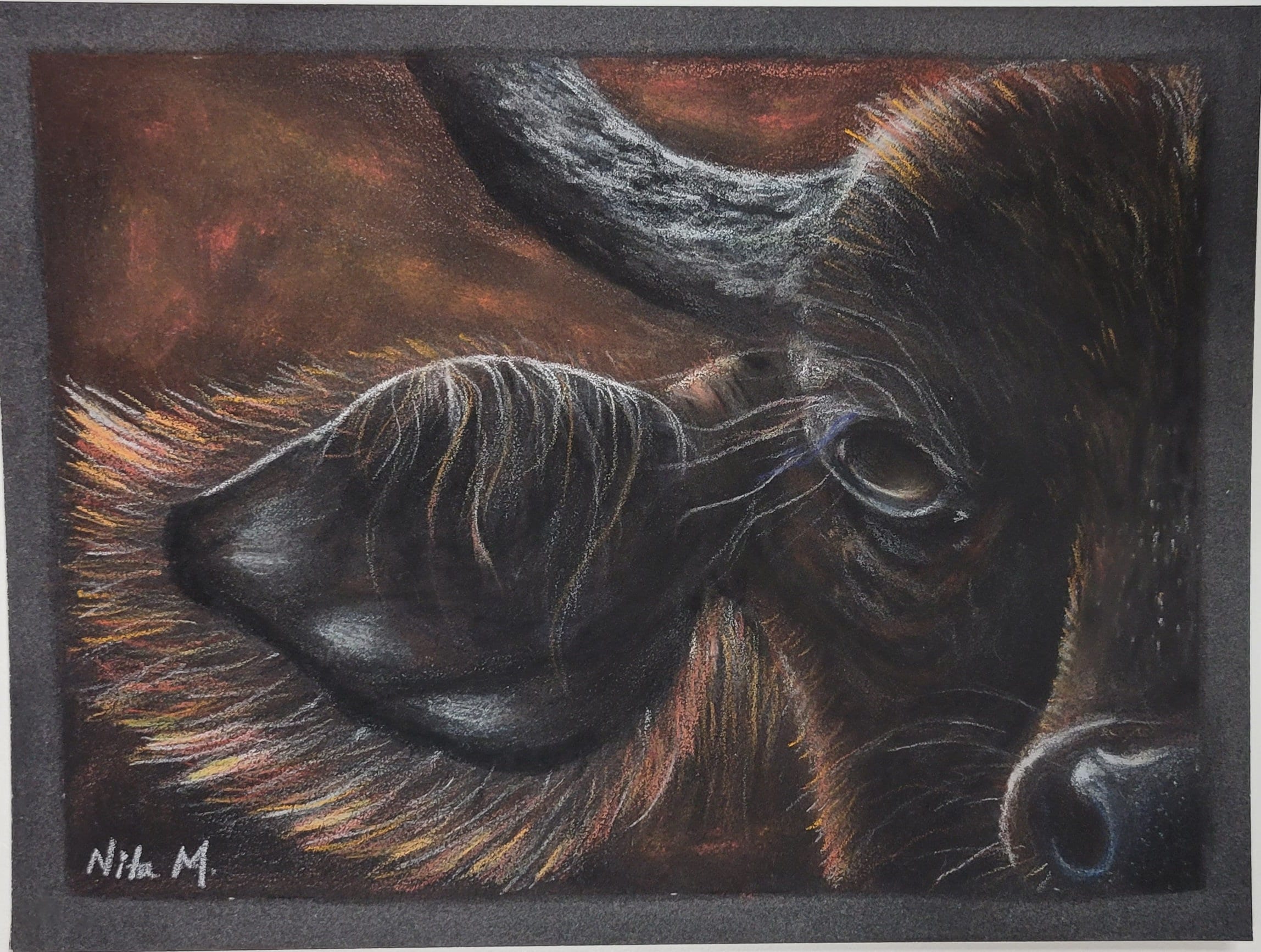 Original Bull Pastel Drawing - Etsy