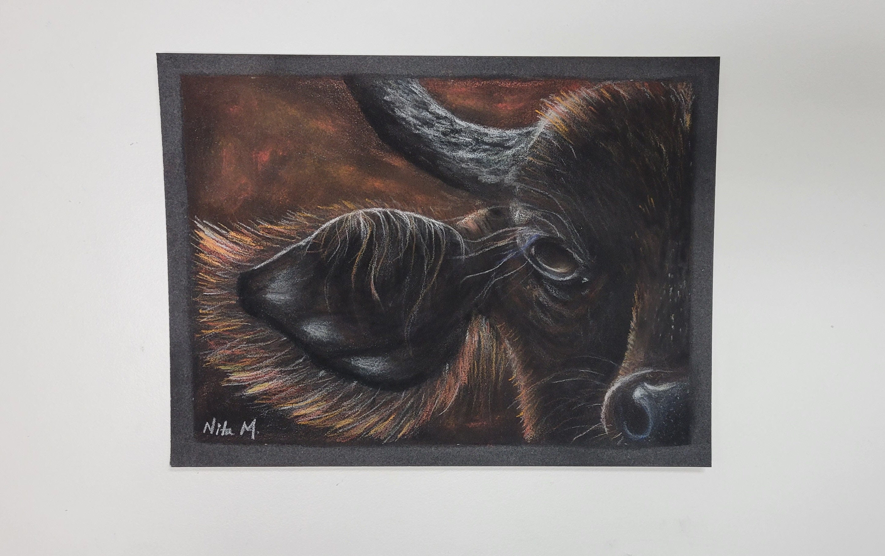Original Bull Pastel Drawing - Etsy
