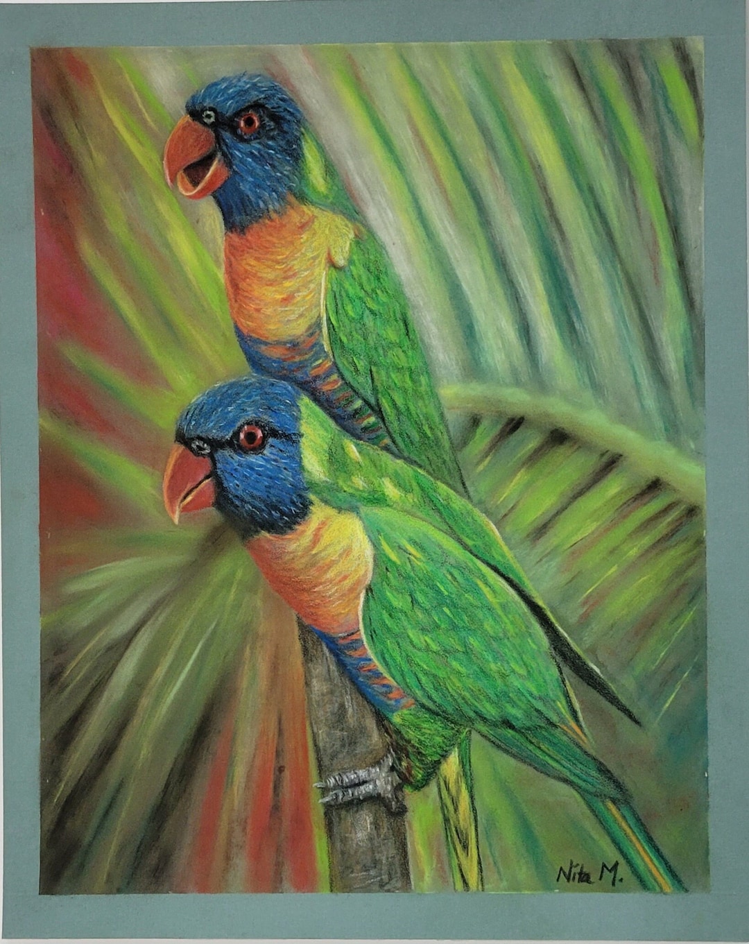 Original Birds Pastel, Colored Pencil Drawing - Etsy