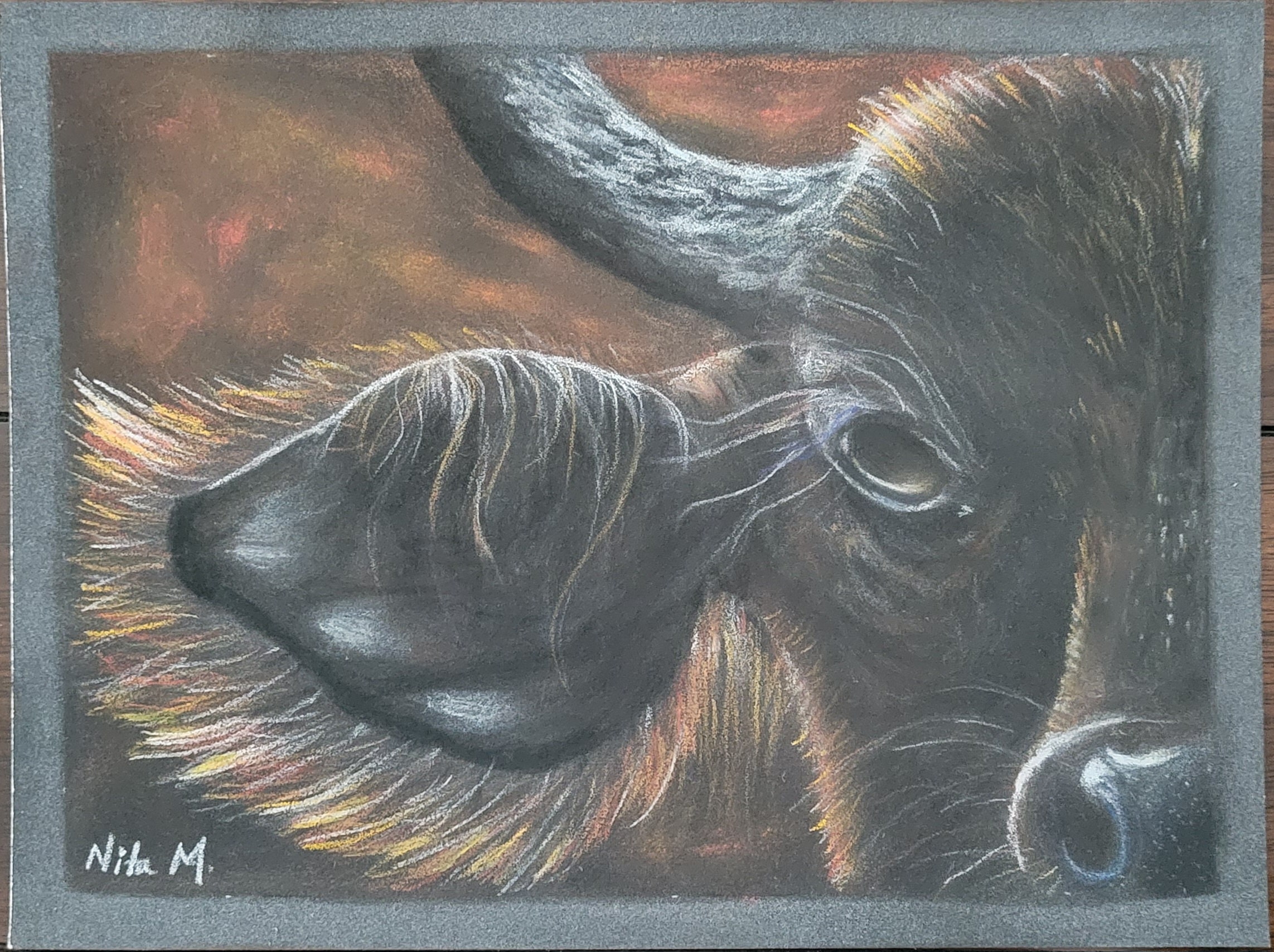 Original Bull Pastel Drawing - Etsy