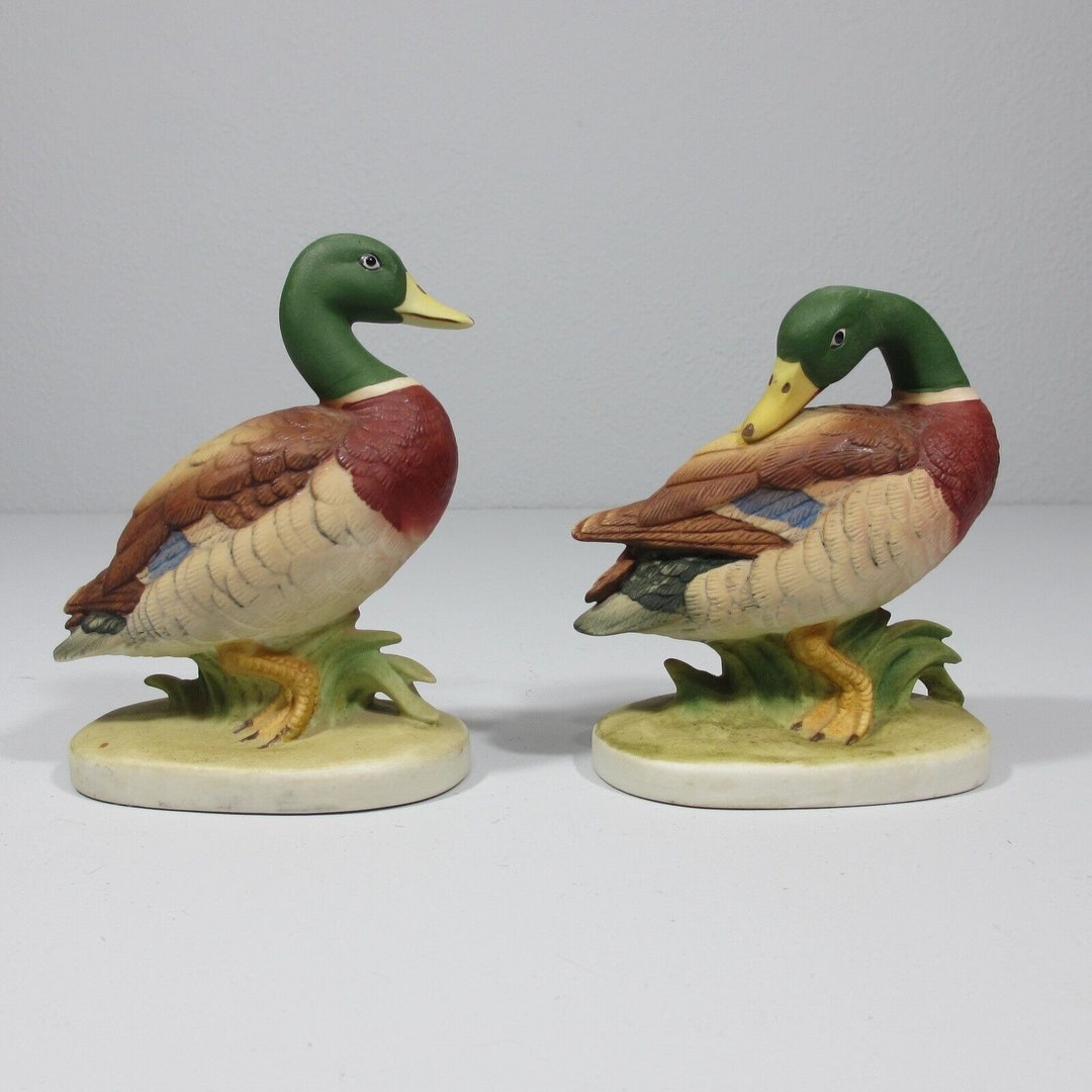 2 Lefton Mallard Ducks Porcelain Figurines Hand Painted KW00214 Japan Vtg - Etsy