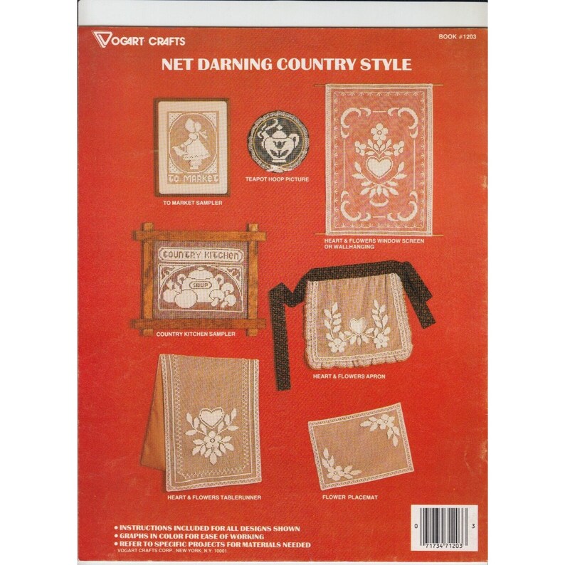 Vogart Crafts Net Darning Country Style Pattern Booklet #1203 Lace - Etsy