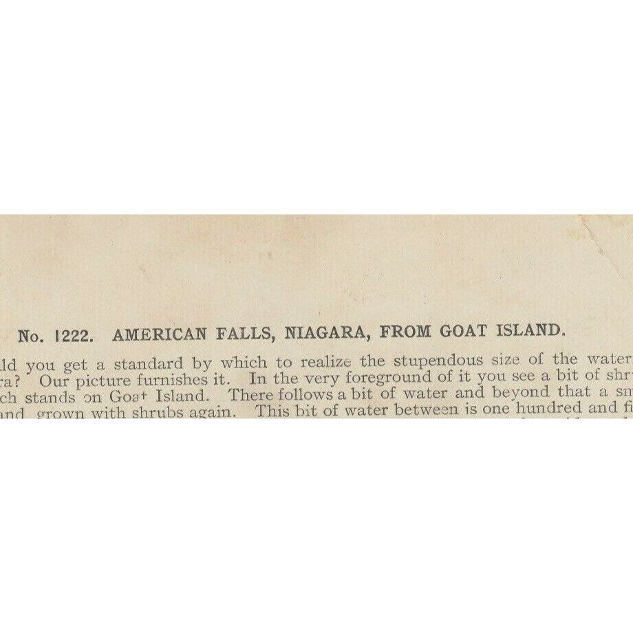 Stereopticon Card American Falls, Niagara, From Goat Island Stereoview ...