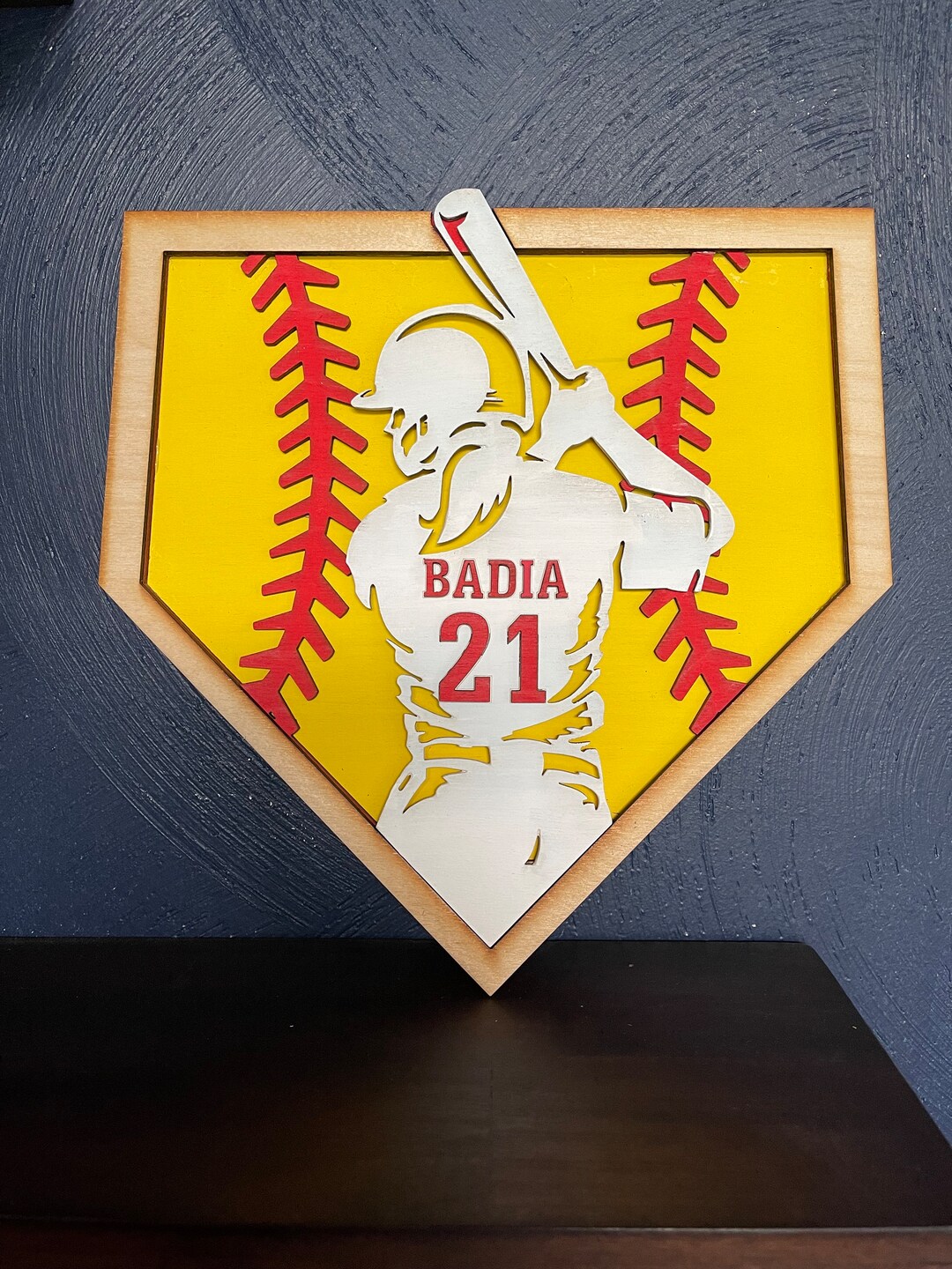 3D Softball Plaque, Softball Batter Personalized Name Sign, Custom Name ...