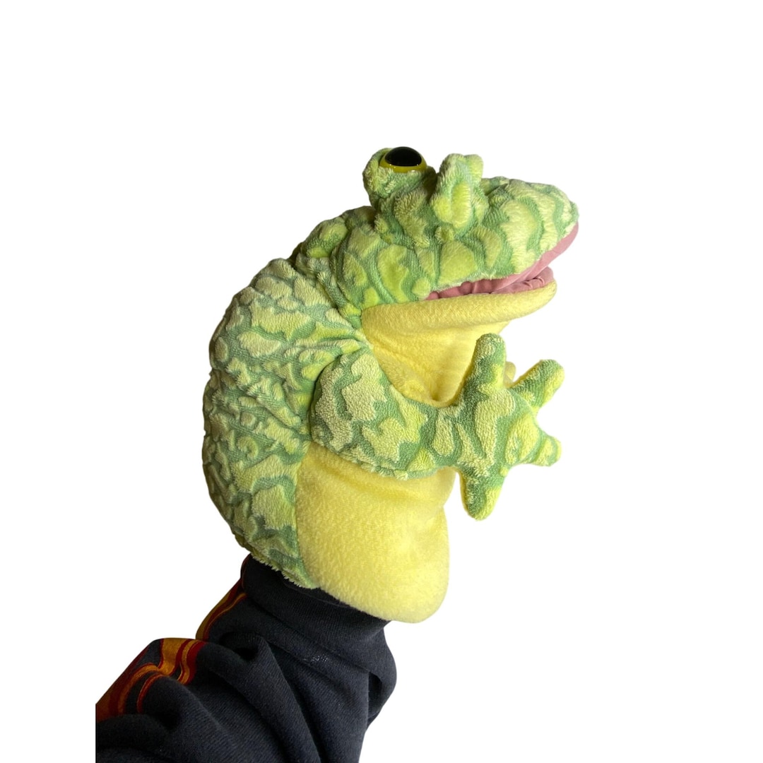 Folkmanis Frog Hand Puppet Plush Toy Realistic Design for Imaginative ...