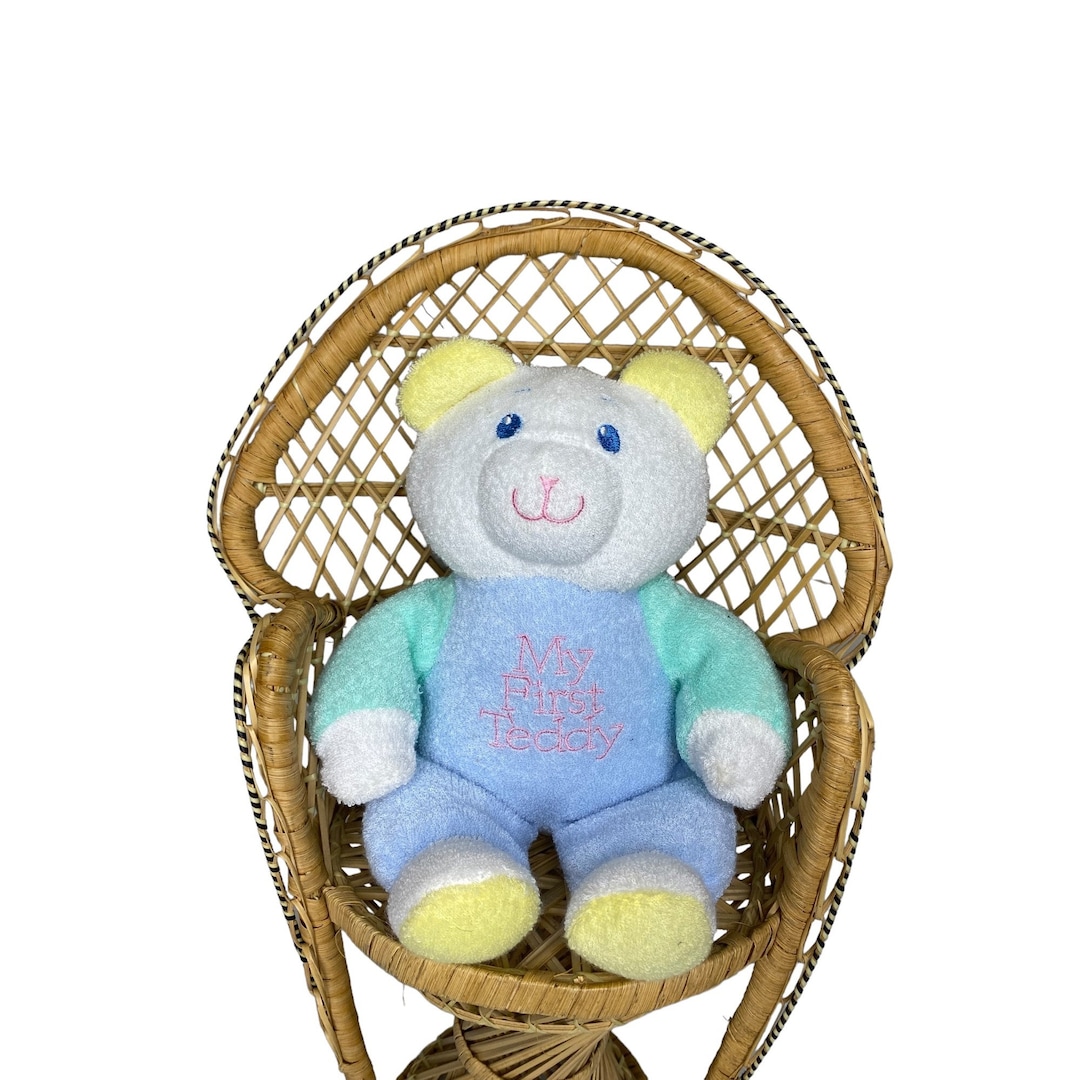 Vintage Dandee Pastel Terry Cloth My First Bear Rattle Plush - Etsy