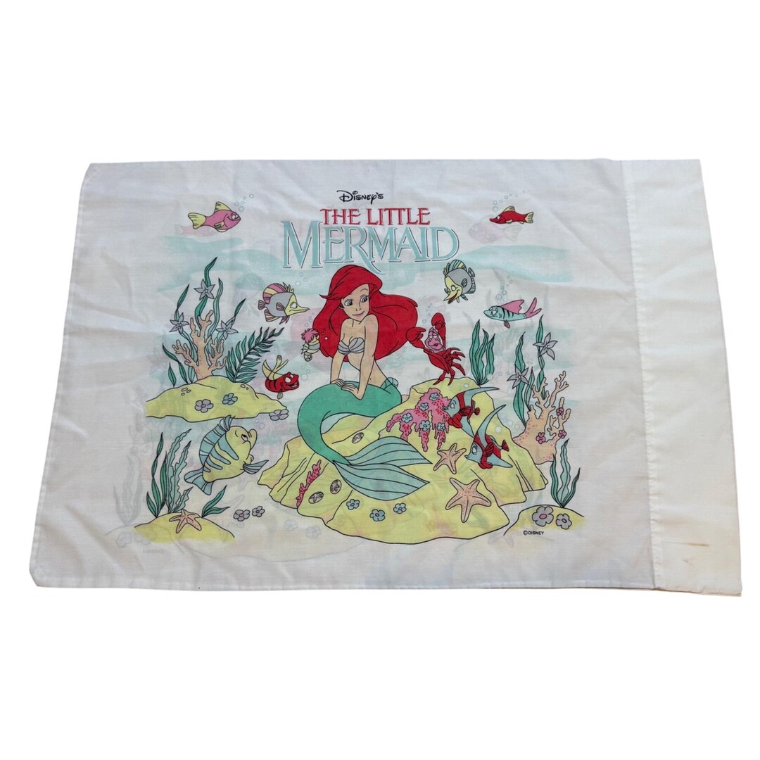 90s Disney the Little Mermaid Pillowcase Ariel Design Cotton Kids ...