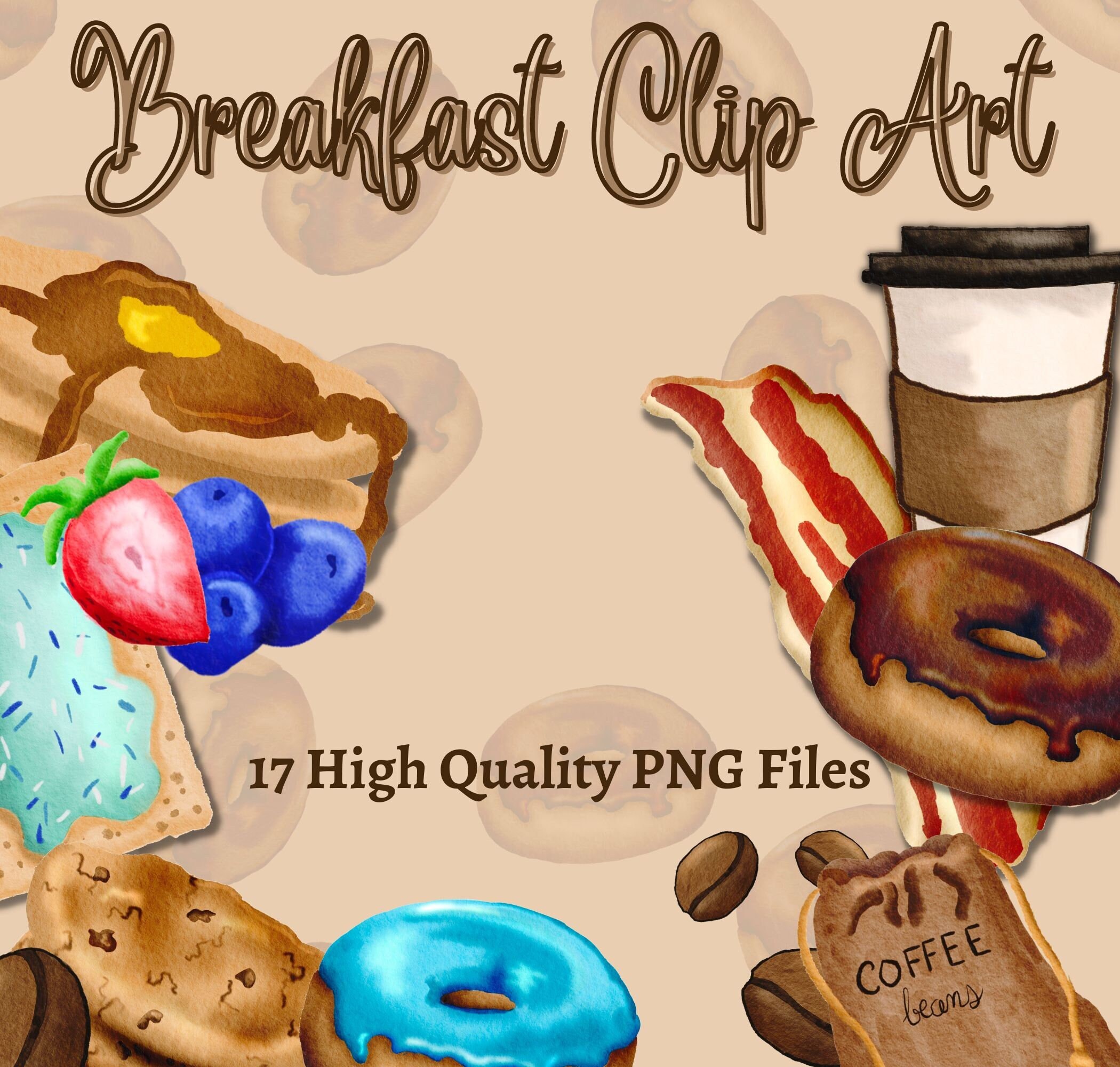 Breakfast Clip Art 17 Food Clip Art With Transparent - Etsy