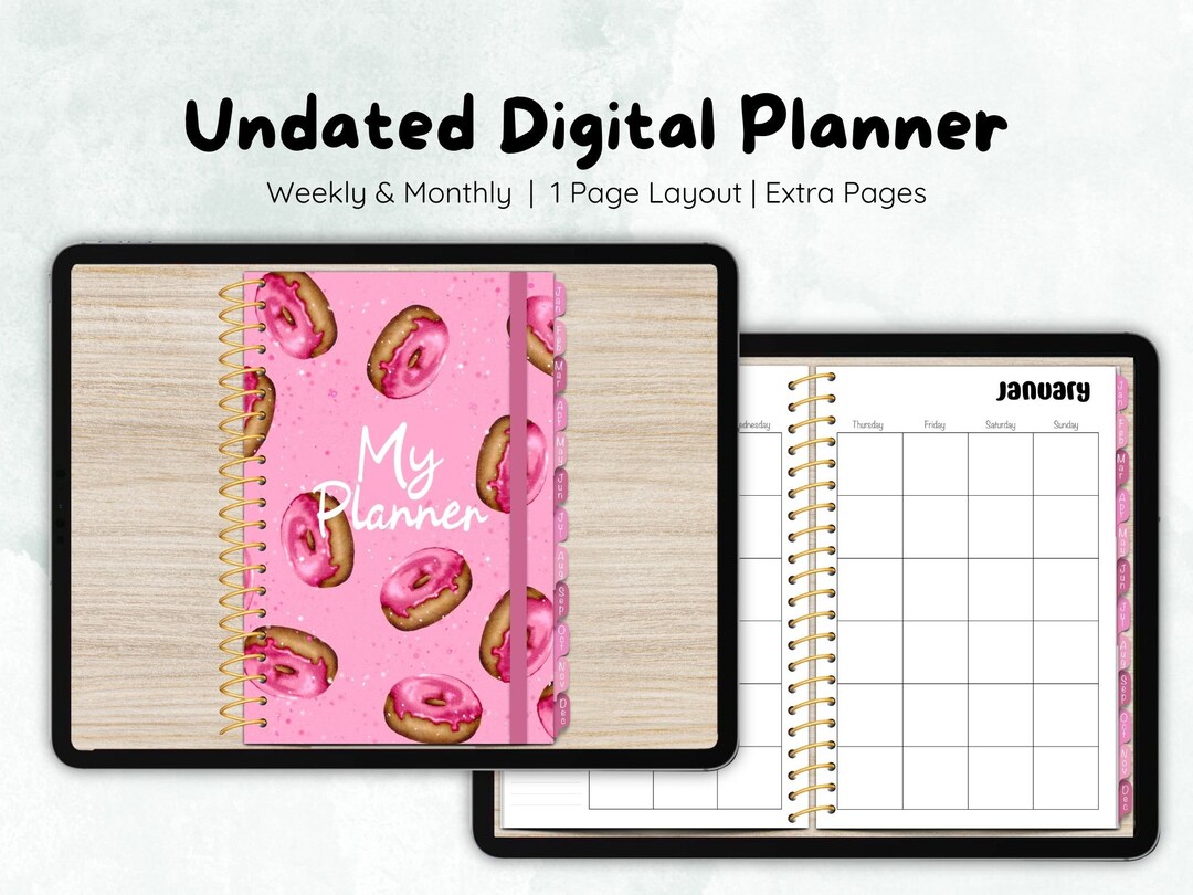 Pink Donut Undated Digital Planner | Undated Calendars and Planner ...