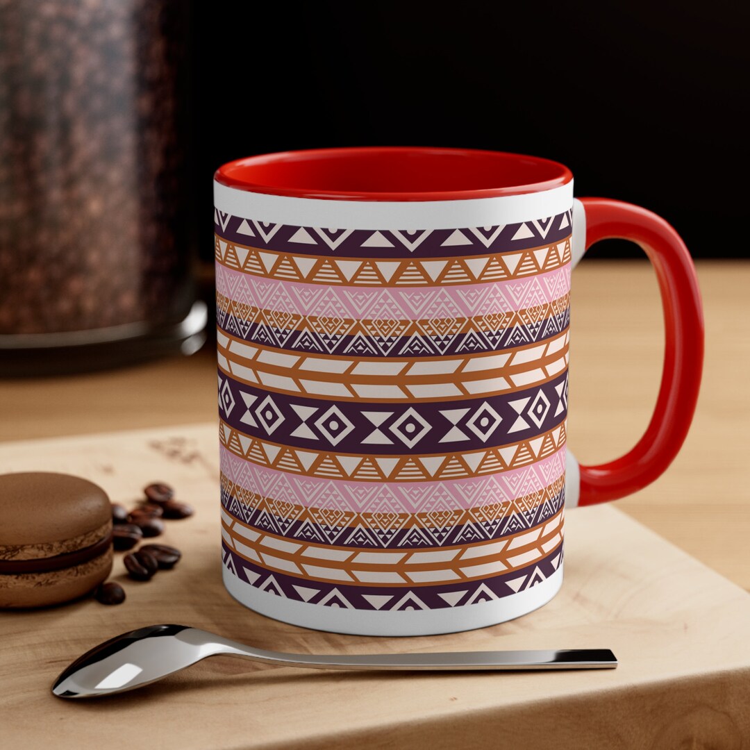 Native American Accent Mug Aztec Bee Seamless Pattern Black White ...