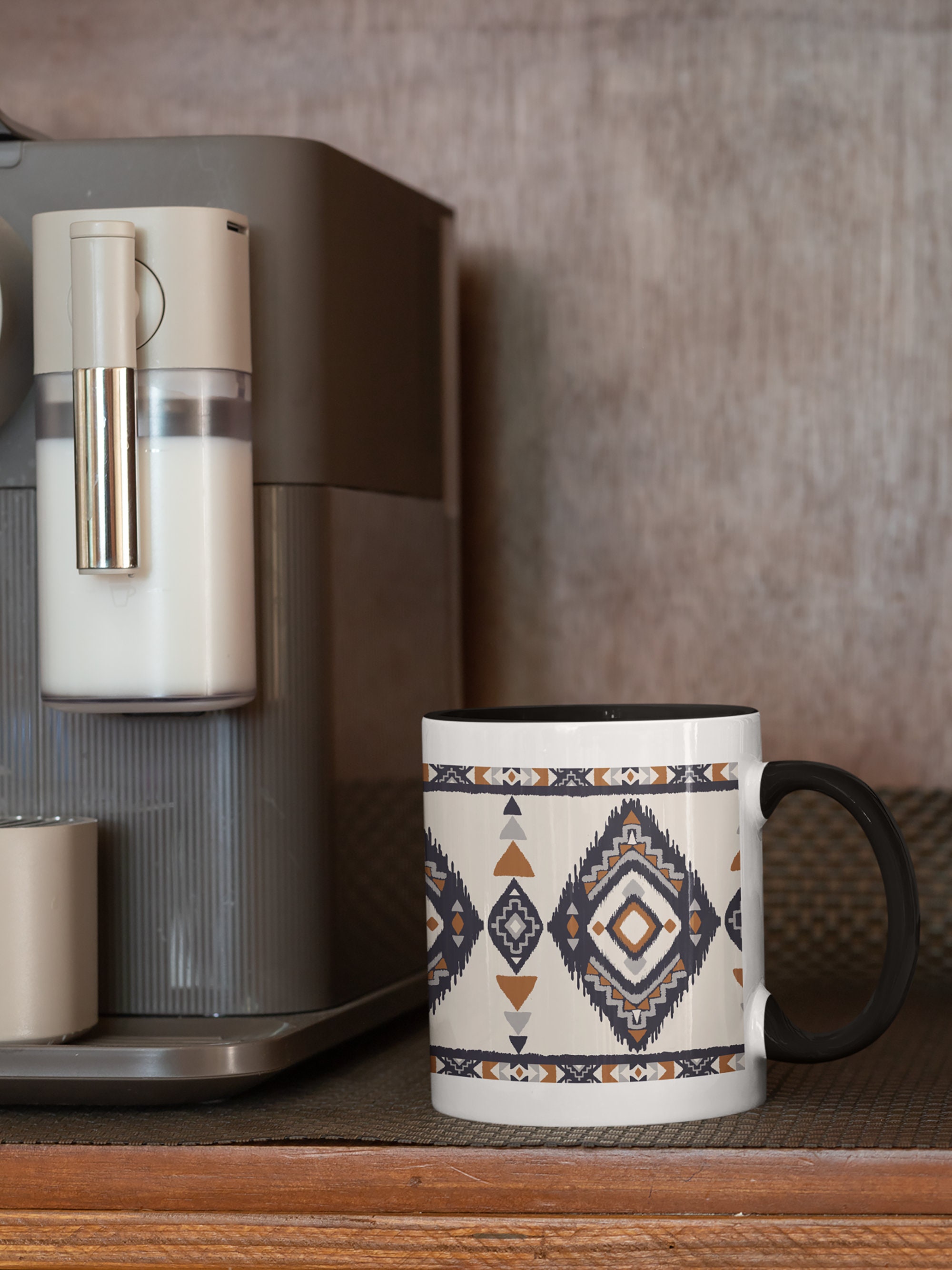 African Mug Ikat African Border Pattern Accent Black 11oz - Etsy