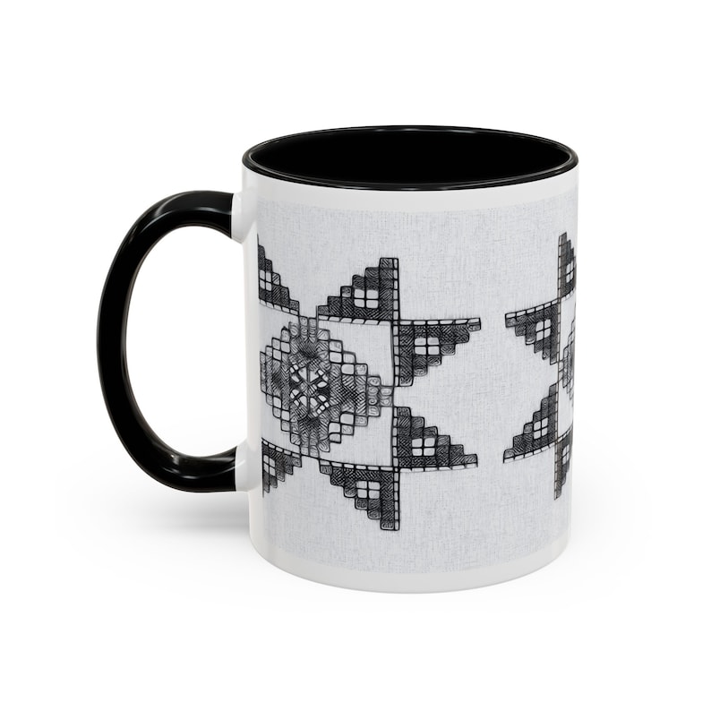 Slavic Design Accent Mug Krestetskaya Stitch Geometric Floral Motifs ...