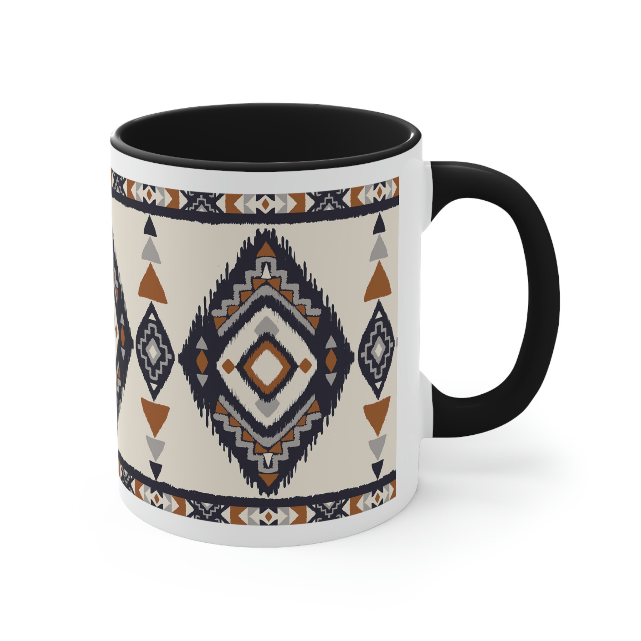 African Mug Ikat African Border Pattern Accent Black 11oz - Etsy