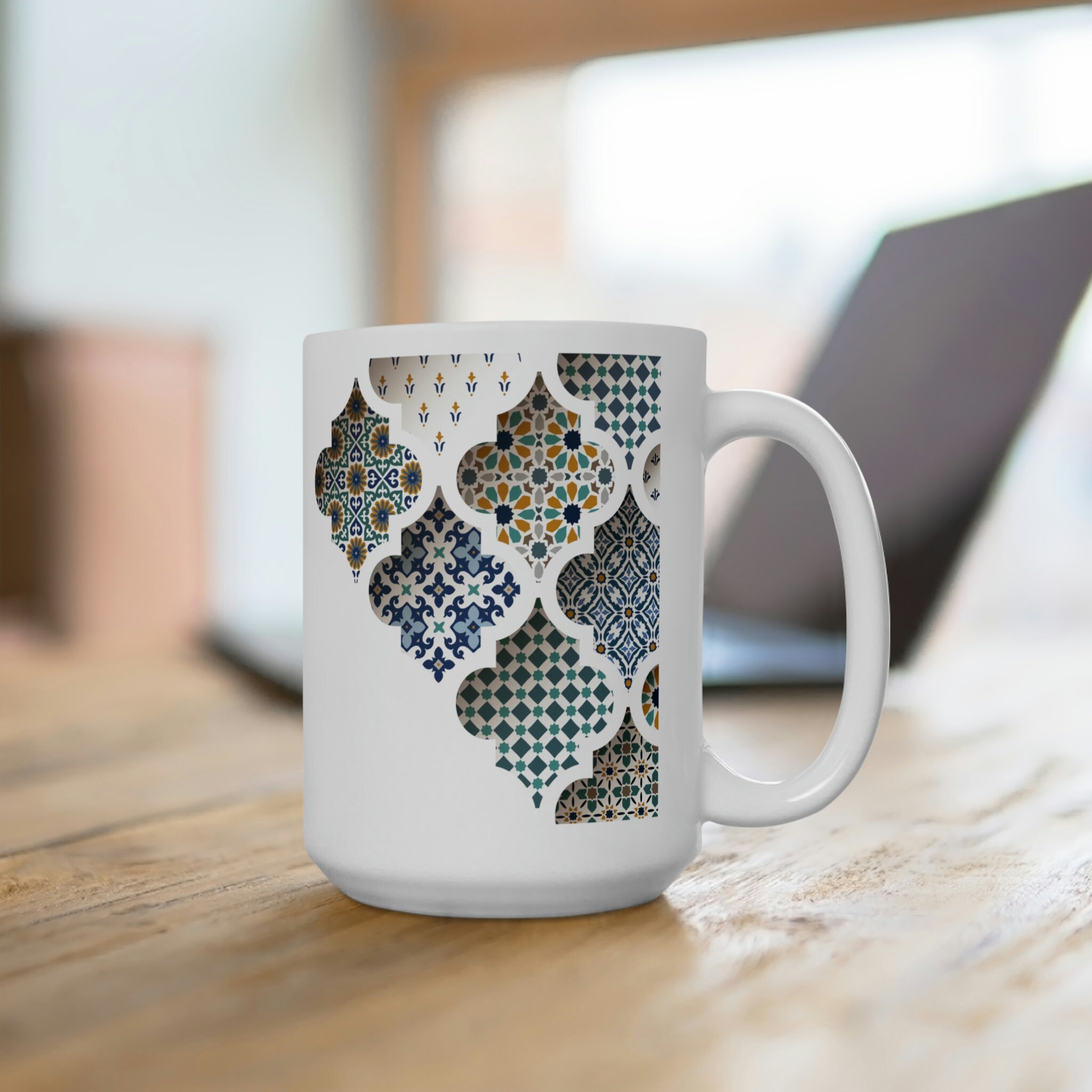Islamic Muslim Ramadan Mug Colorful Ornamental Arabic Tiles Patterns ...