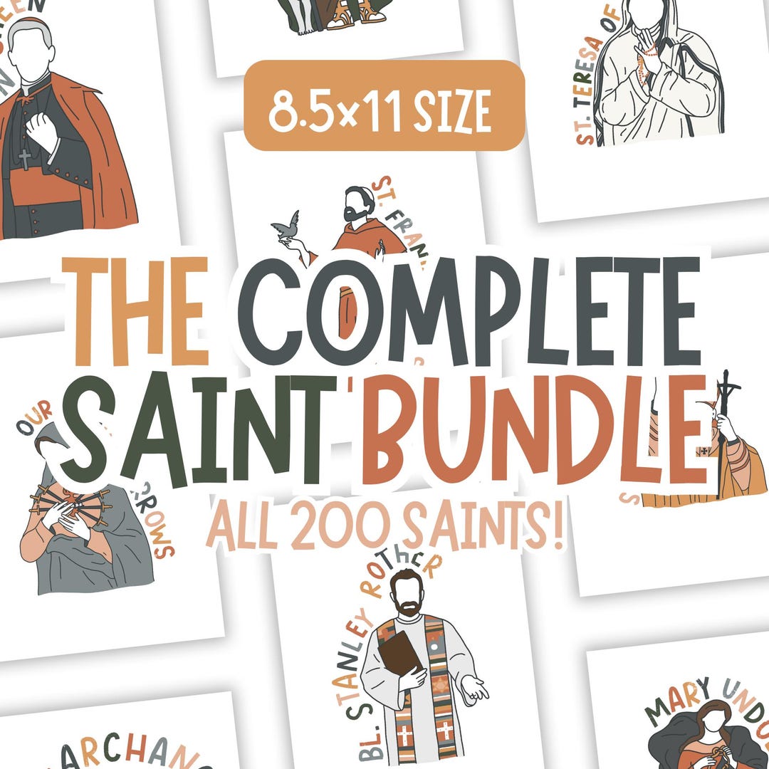 Complete Saint Bundle 8.5x11 - 200 Catholic Saint Illustrations - Saint ...