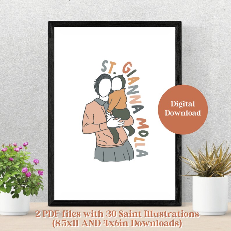 30 Saint Illustrations - DIGITAL DOWNLOAD - Printable PDF - Catholic Saints - 8.5x11 and 4x6 ...