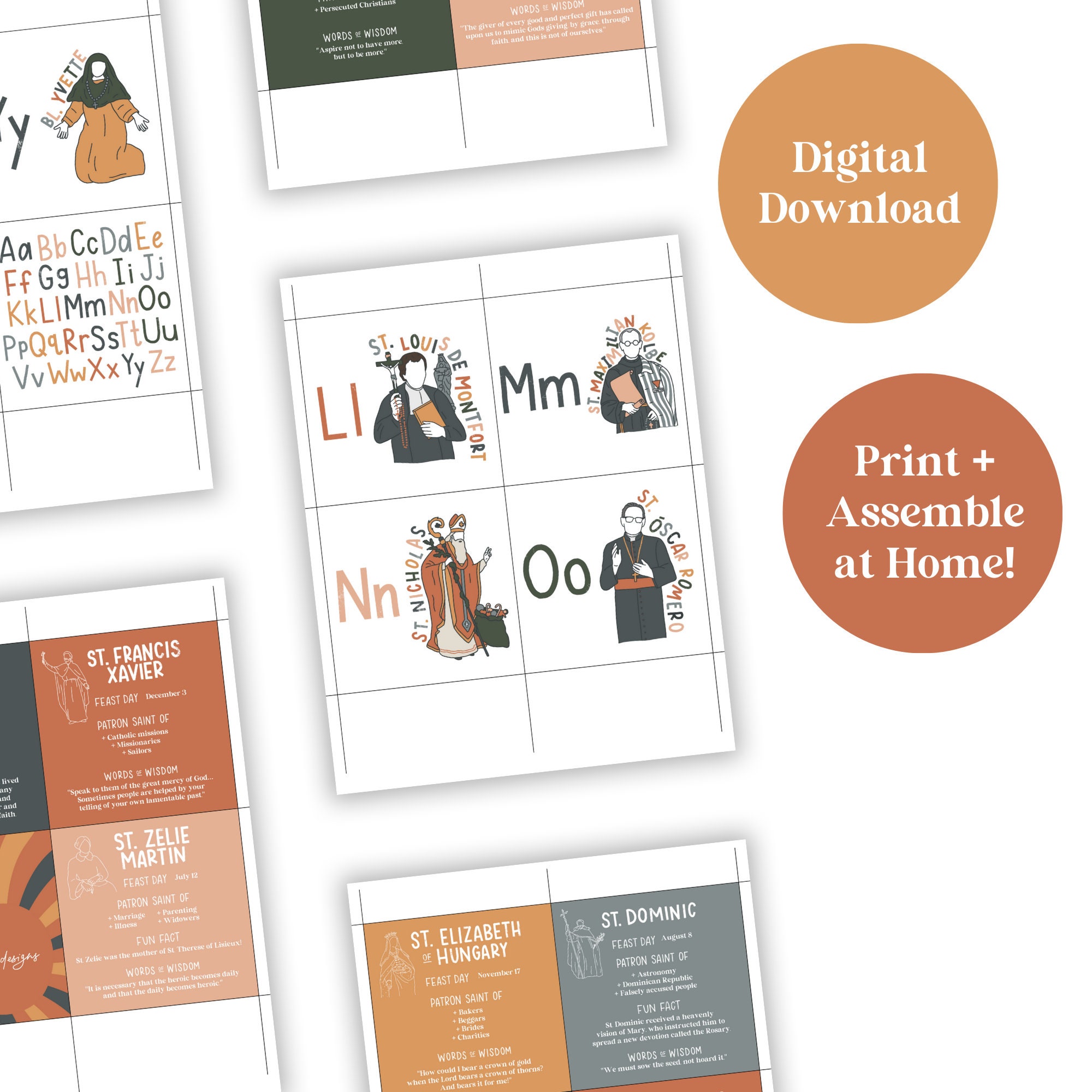 SAINT Abcs - PRINTABLE - Digital Download - Catholic Mass Children's ...