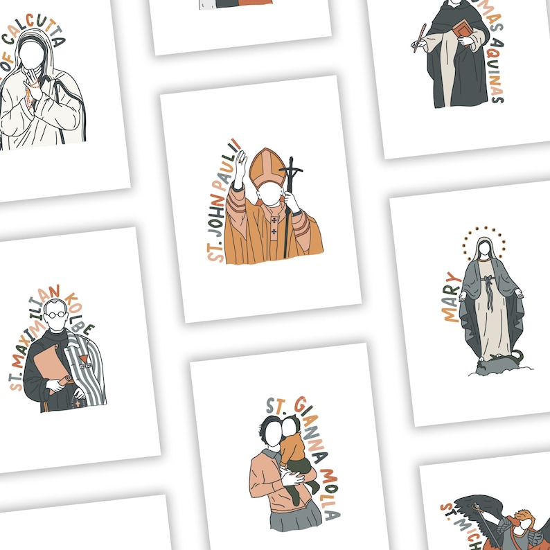 30 Saint Illustrations - DIGITAL DOWNLOAD - Printable PDF - Catholic ...