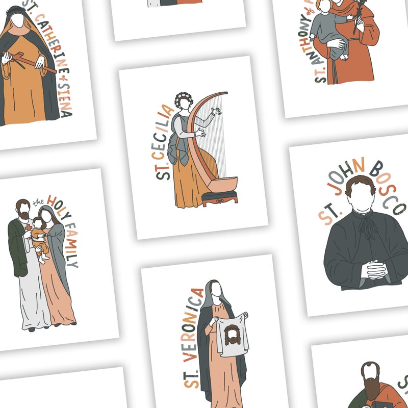 Saint Drawings Catholic - Etsy