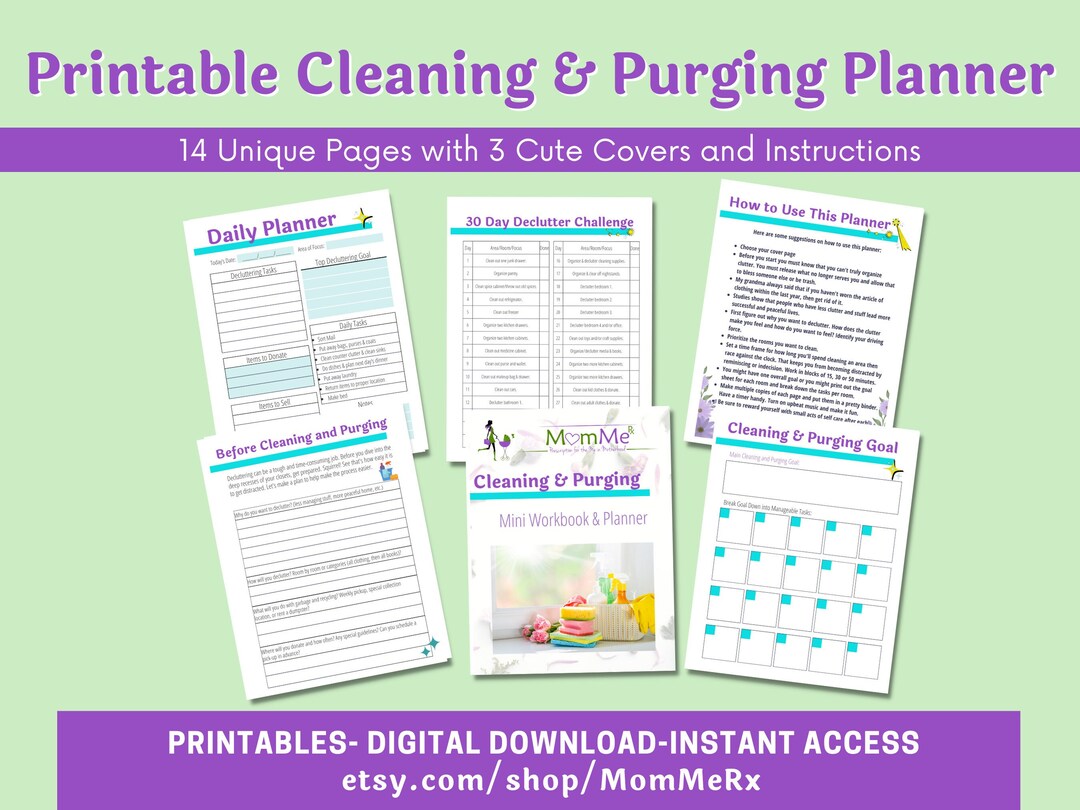 Cleaning Purging Printable, Decluttering Planner, Cleaning Planner ...