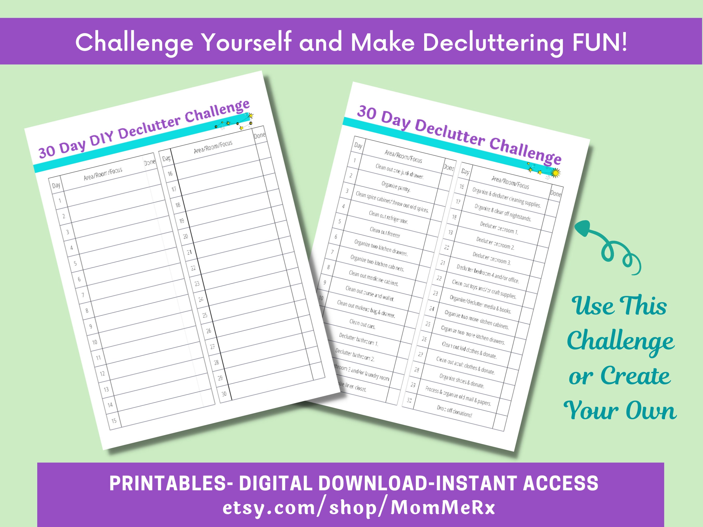 Cleaning Purging Printable, Decluttering Planner, Cleaning Planner ...