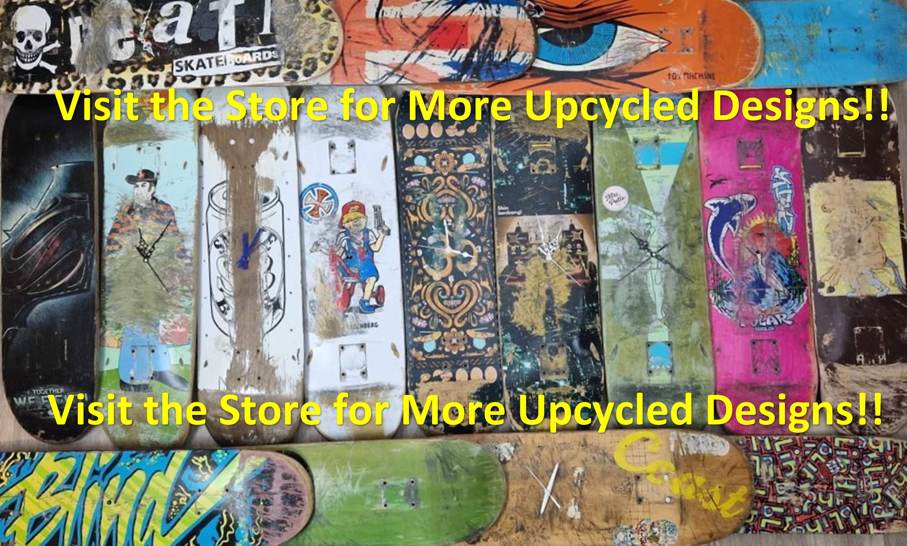 Upcycled Skateboard Clock, Made From Used Skate Deck, Recycling, Gift ...