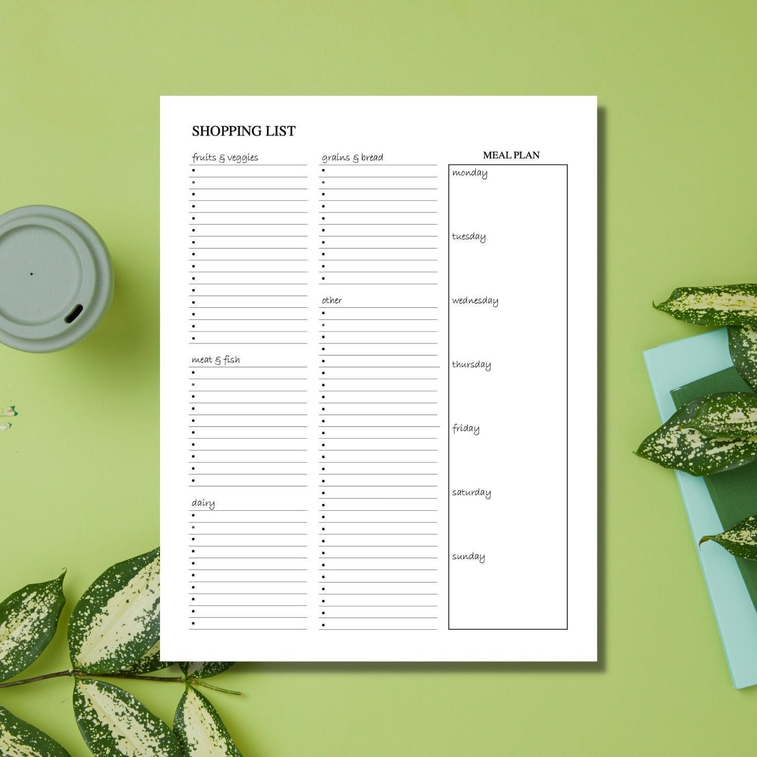 Grocery List Printable | Grocery Planner | Weekly Food Shopping List ...