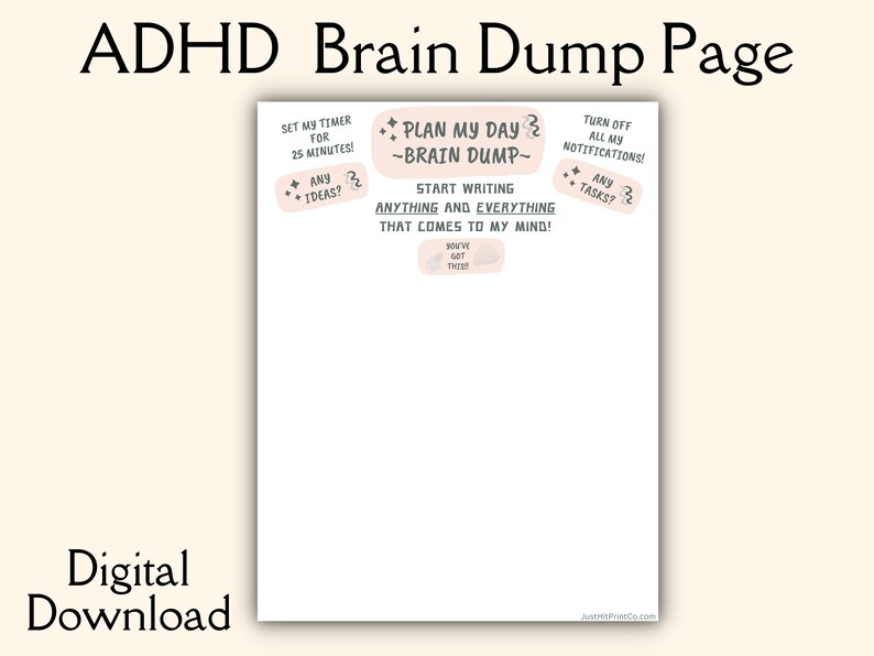 ADHD Day Planner Printable, Brain Dump Printable, ADHD Planner Pages ...