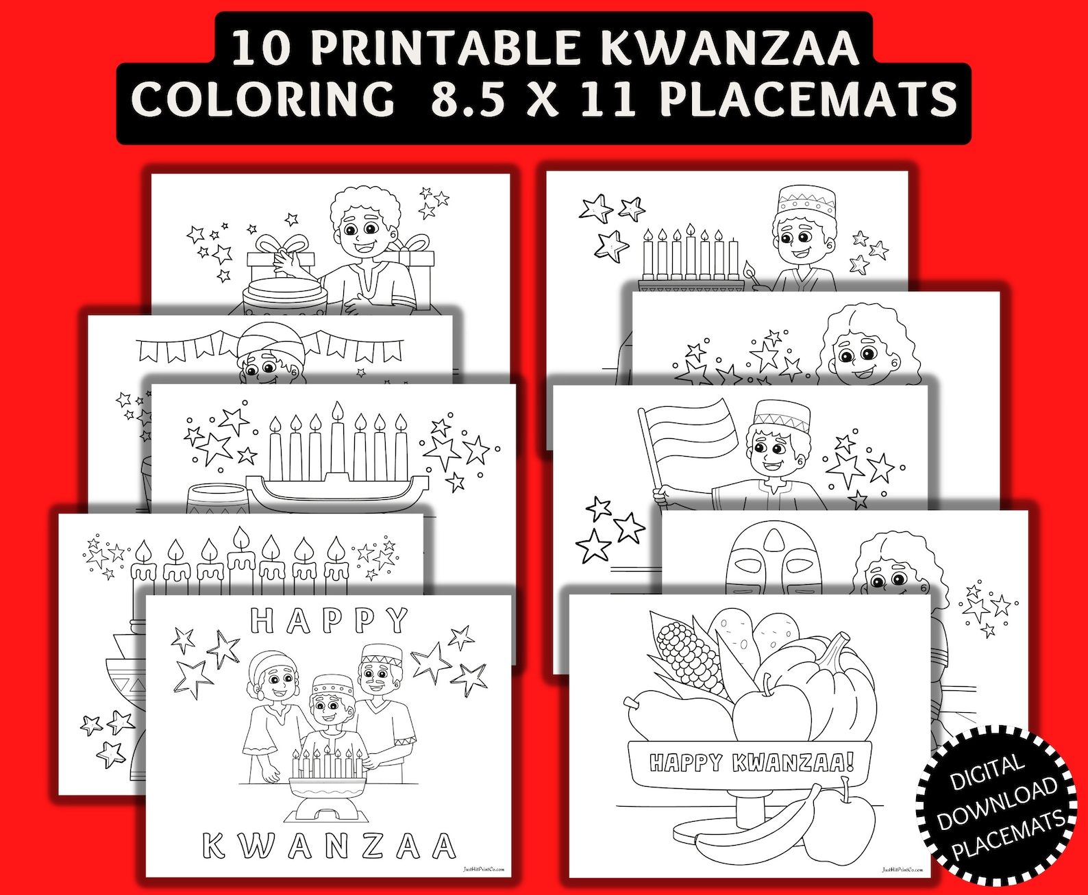 10 Printable Kwanzaa Coloring Pages for Kids, Kwanzaa Place Mats ...