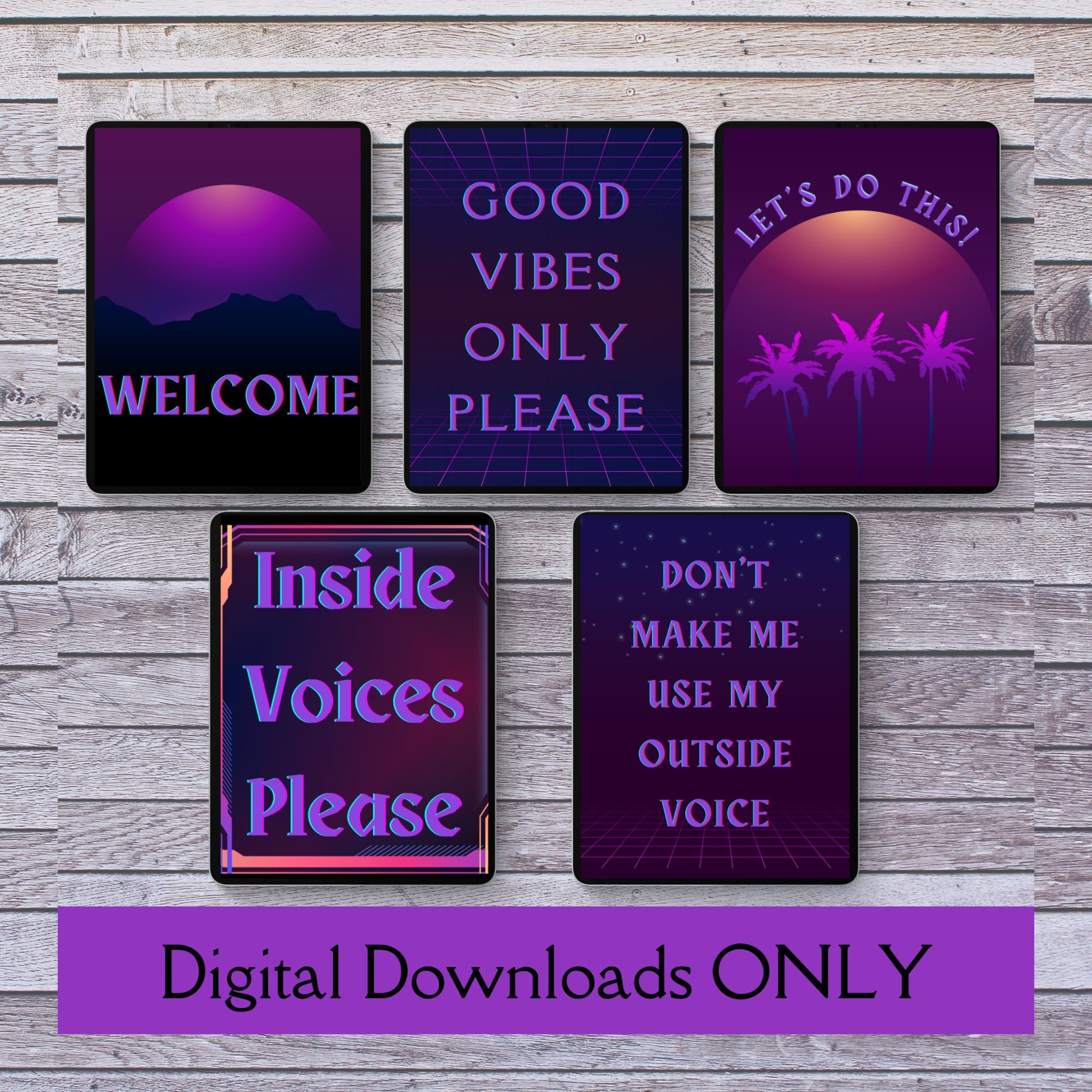 Cyberpunk Neon Wall Art for Teachers, Neon Wall Art for Classrooms ...