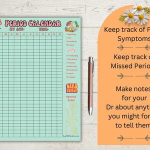 First Period Kit for Her, Printable Period Tracker. Period Calendar ...