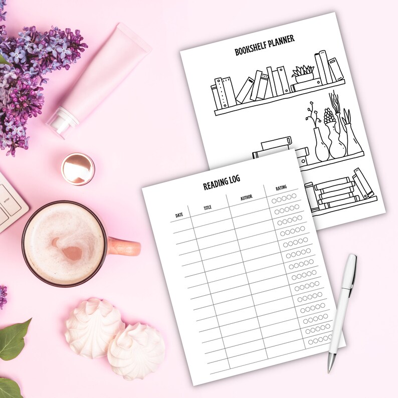 Bookshelf Printable Template Reading Log Printable Instant Download ...