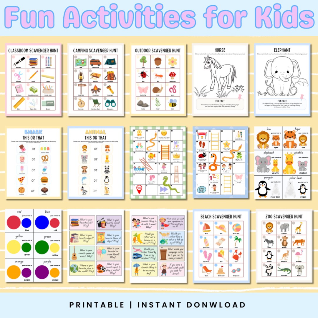 Kids Summer Vacation Fun Learning Bundle, Kindergarten Elementary ...