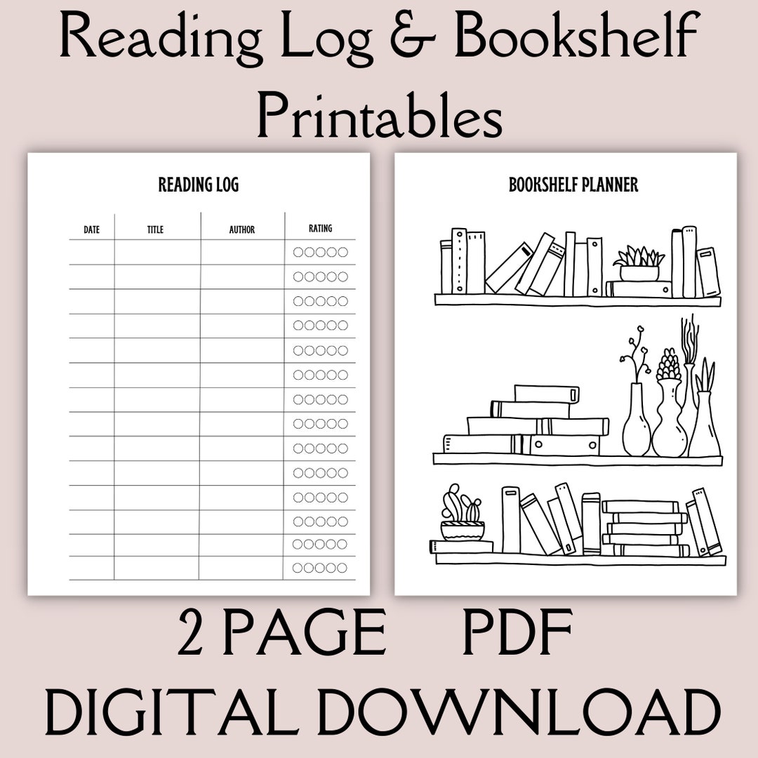 Bookshelf Printable Template Reading Log Printable Instant Download ...