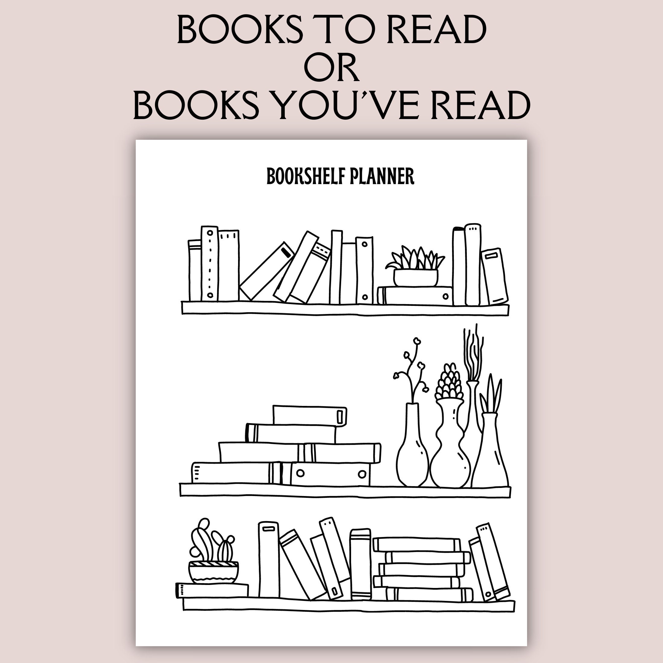 Bookshelf Printable Template Reading Log Printable Instant Download ...