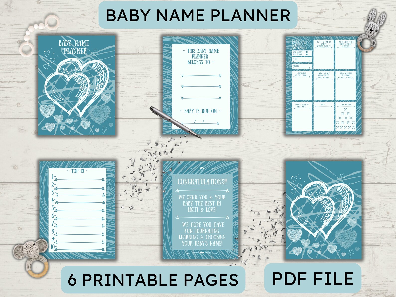 Printable Baby Name Planner, Baby Name Tracker, Journal for Baby Name ...