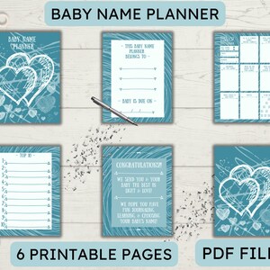 Printable Baby Name Planner, Baby Name Tracker, Journal for Baby Name ...